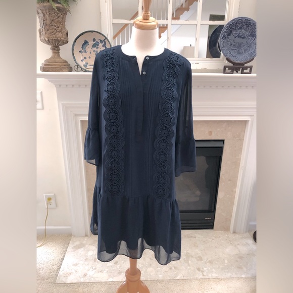 LOFT | Dresses | Loft Navy Sheer Shift Dress | Poshmark